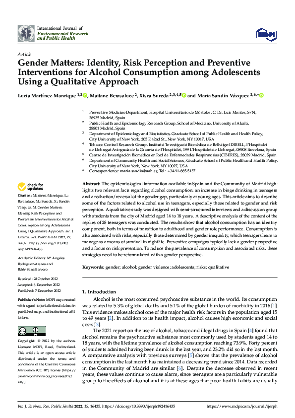 (PDF) Gender Matters: Identity, Risk Perception and Preventive ...