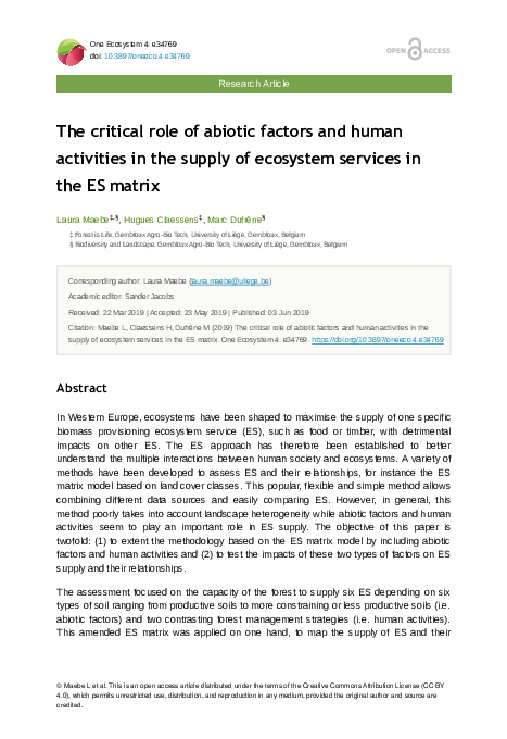 (PDF) Provisioning ecosystem services supply and demand: The role of ...