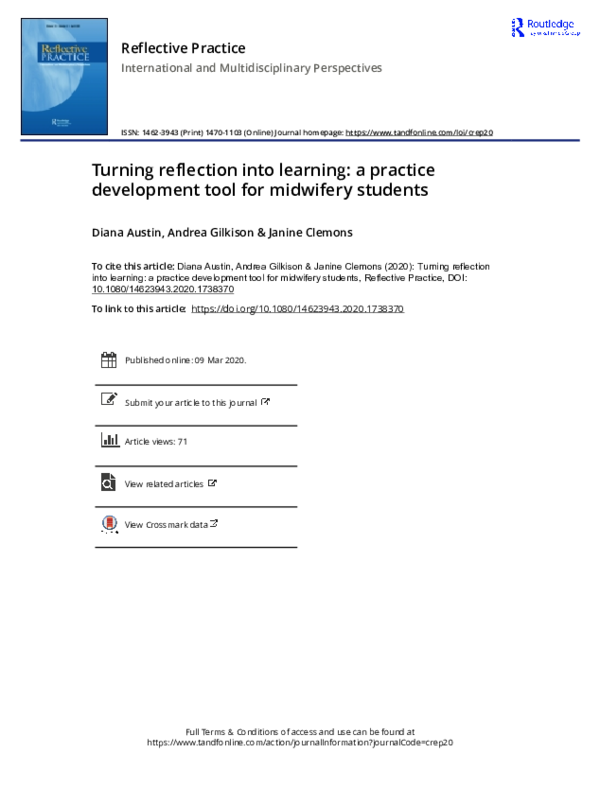 (PDF) Turning reflection into learning: a practice development tool for ...