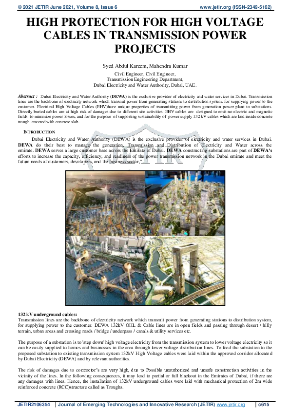 (PDF) High Protection for High Voltage Cables in Transmission Power ...