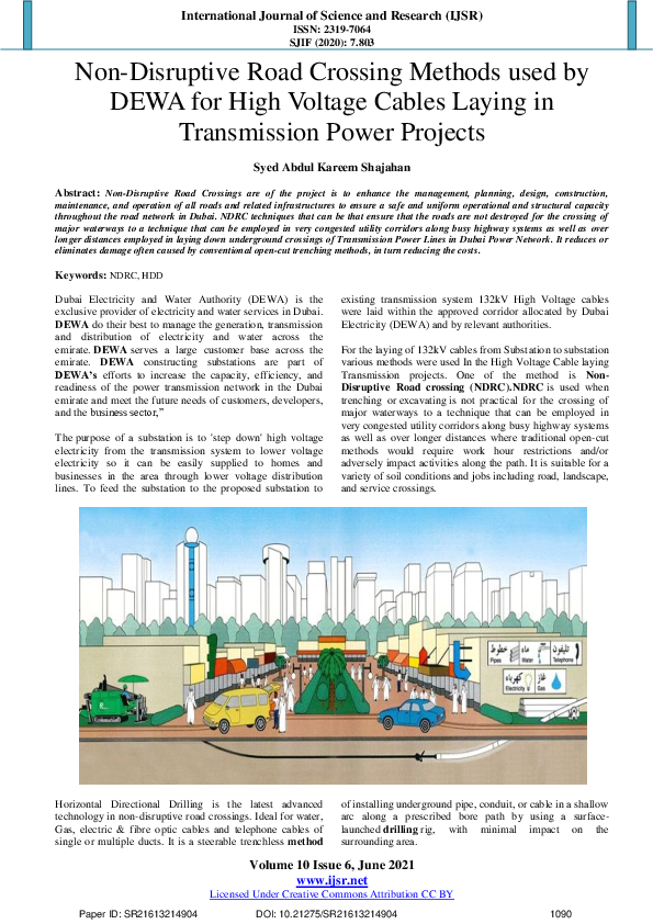 (PDF) Non-Disruptive Road Crossing Methods used by DEWA for High Voltage Cables Laying in ...