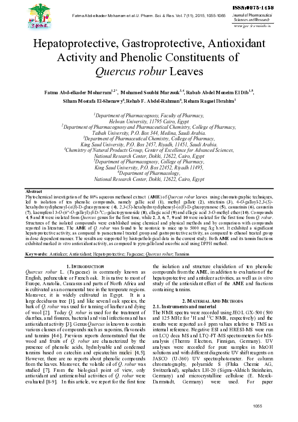 (PDF) Hepatoprotective, Gastroprotective, Antioxidant Activity and ...