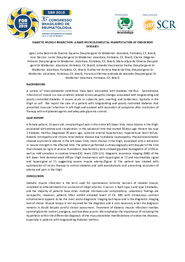(PDF) Diabetic Muscle Infarction: A Rare Musculoskeletal Manifestation ...