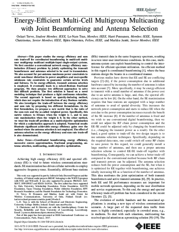 (PDF) Energy-Efficient Multicell Multigroup Multicasting With Joint ...