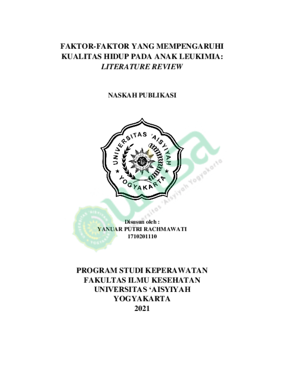 (PDF) Faktor-Faktor Yang Mempengaruhi Kualitas Hidup Pada Anak Leukimia: Literature Review