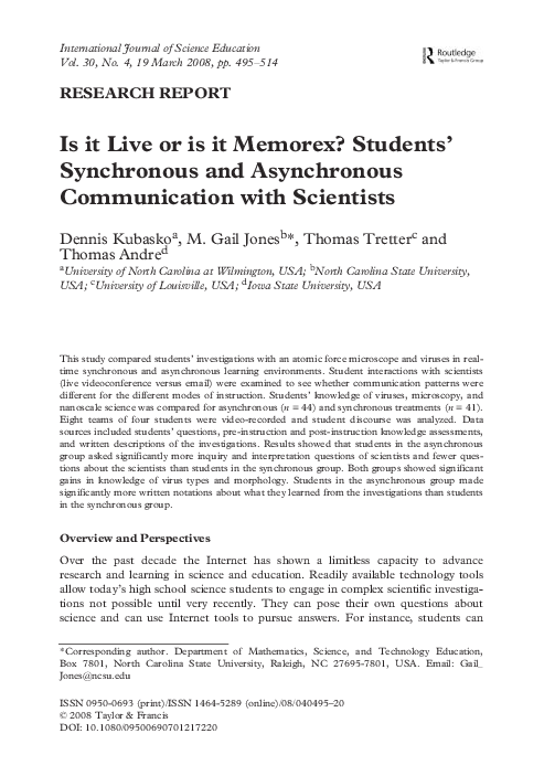 (PDF) Is it Live or is it Memorex? Students' Synchronous and ...