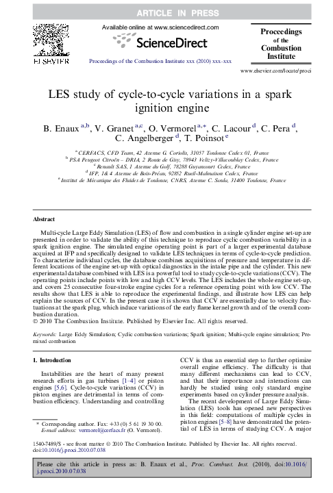 (PDF) LES study of cycle-to-cycle variations in a spark ignition engine
