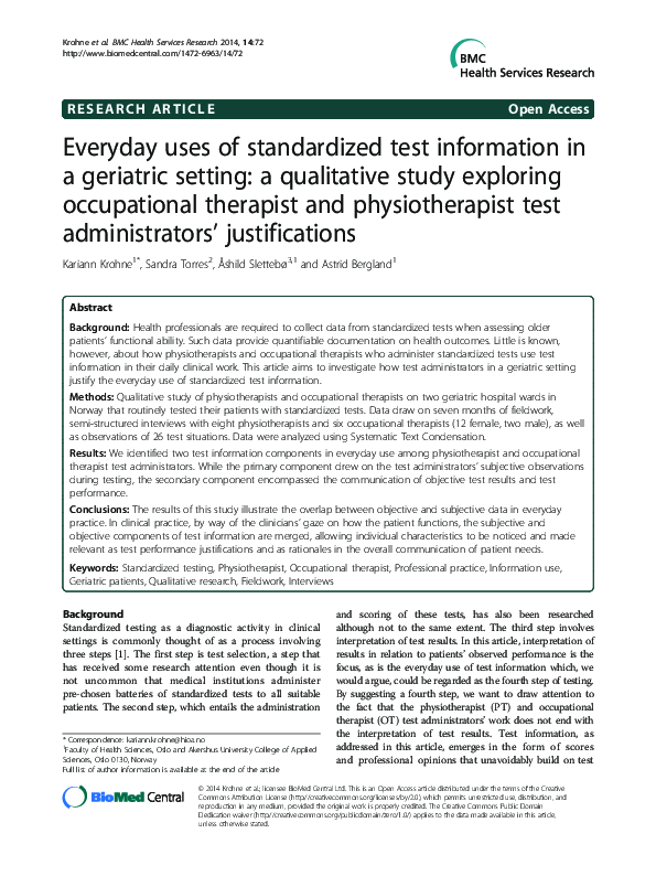 (PDF) Everyday uses of standardized test information in a geriatric ...