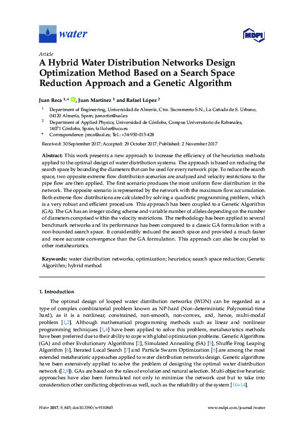 (PDF) A Hybrid Water Distribution Networks Design Optimization Method Based on a Search Space ...
