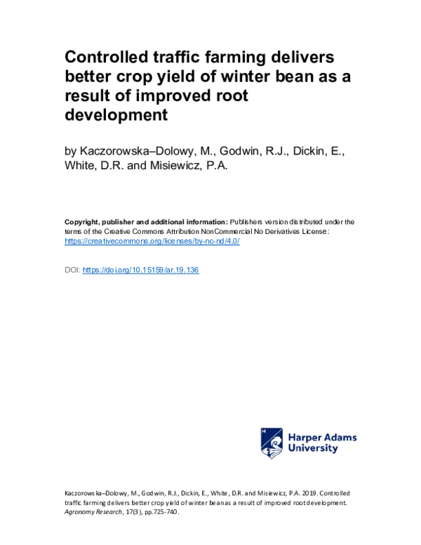 (PDF) Better Winter Bean Yields with Controlled Traffic Farming