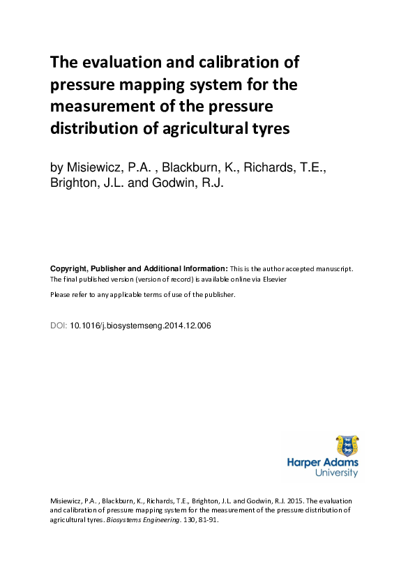 (PDF) The evaluation and calibration of pressure mapping system for the ...