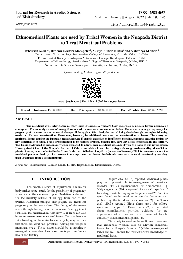 (PDF) Ethnomedical Plants are used by Tribal Women in the Nuapada ...