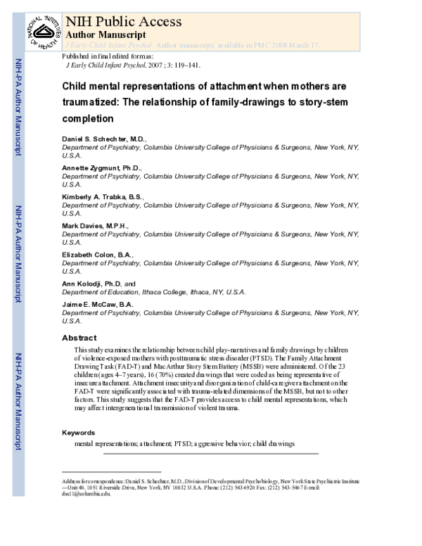 (PDF) Child mental representations of attachment when mothers are ...