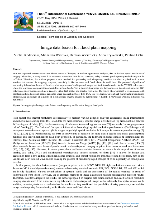 (PDF) Image data fusion for flood plain mapping