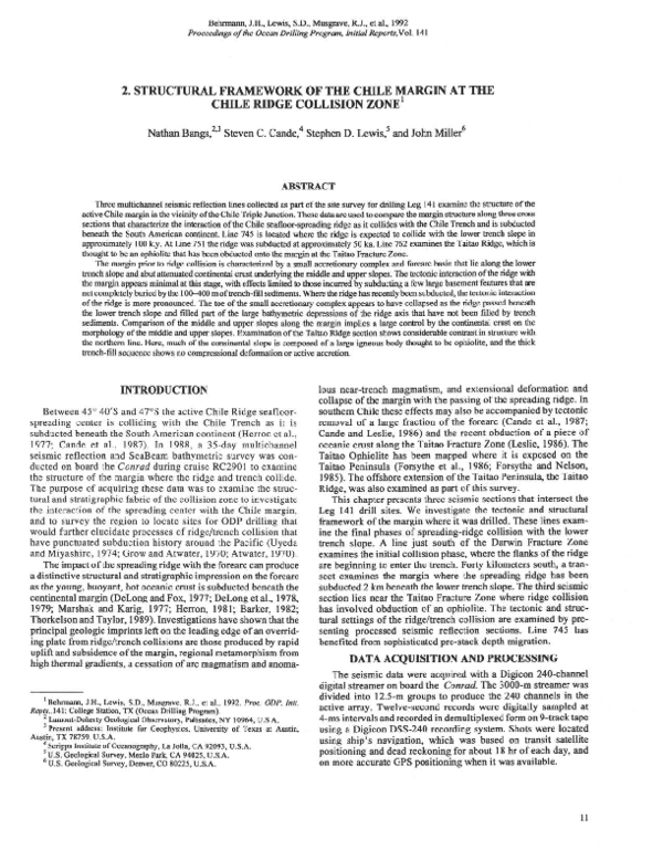 (PDF) Structural Framework of the Chile Margin at the Chile Ridge ...