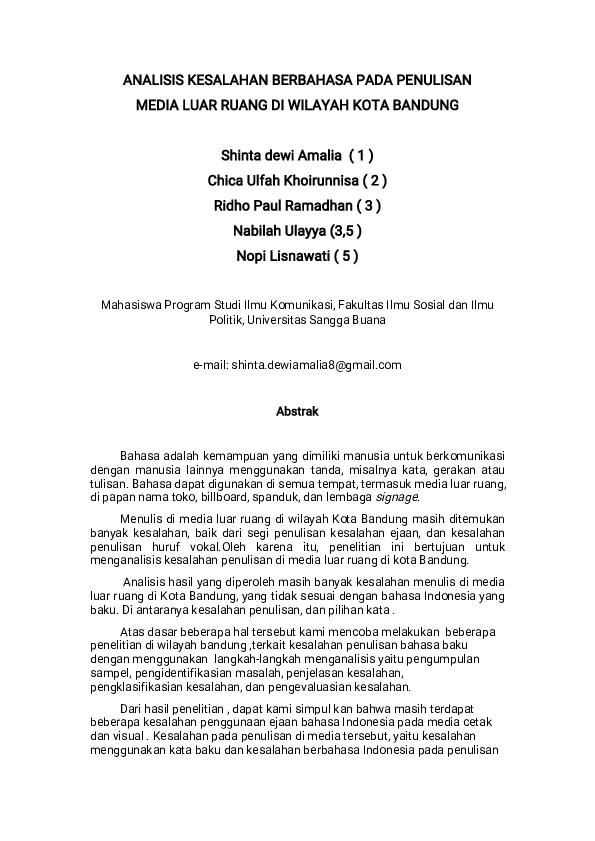 (PDF) ANALISIS KESALAHAN BERBAHASA PADA PENULISAN MEDIA LUAR RUANG DI WILAYAH KOTA BANDUNG ...