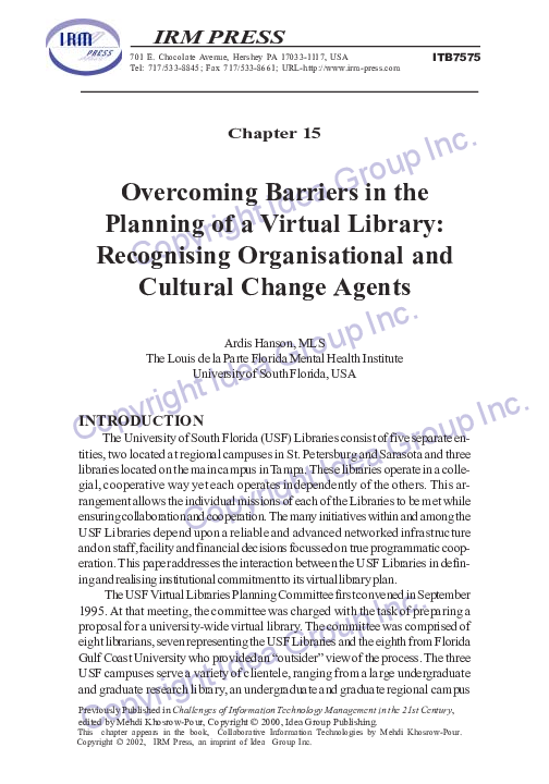 (PDF) Overcoming Barriers in the Planning of a Virtual Library
