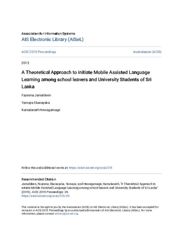 (PDF) A Theoretical Approach to initiate Mobile Assisted Language ...