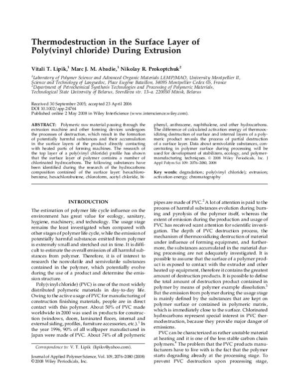 (PDF) Thermodestruction in the surface layer of poly(vinyl chloride ...