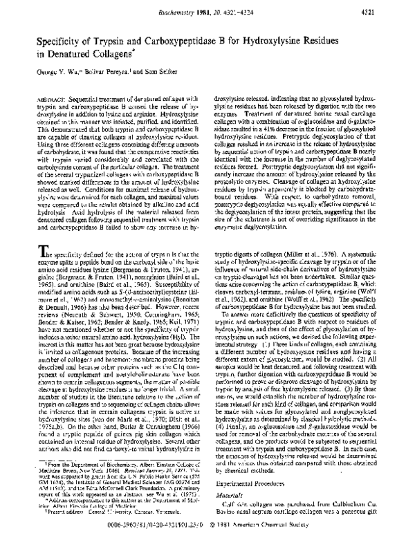 (PDF) Enzyme Specificity for Hydroxylysine in Collagen