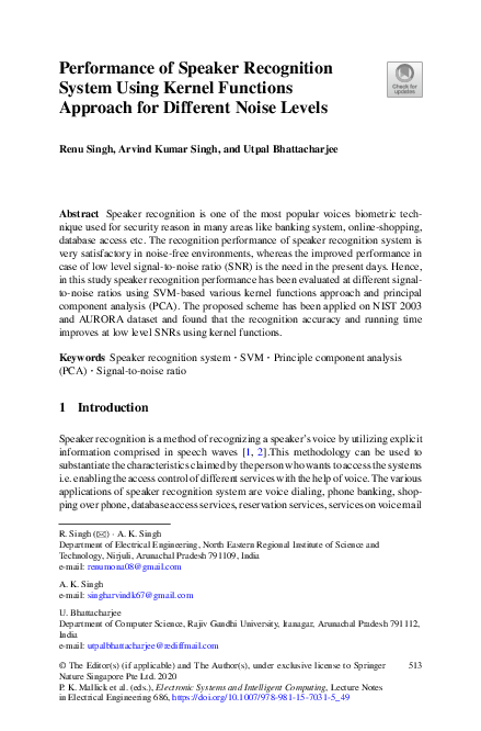 (PDF) Performance of Speaker Recognition System Using Kernel Functions Approach for Different ...