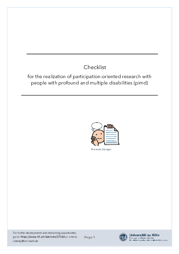 (PDF) Checklist for Inclusive Research with PIMD