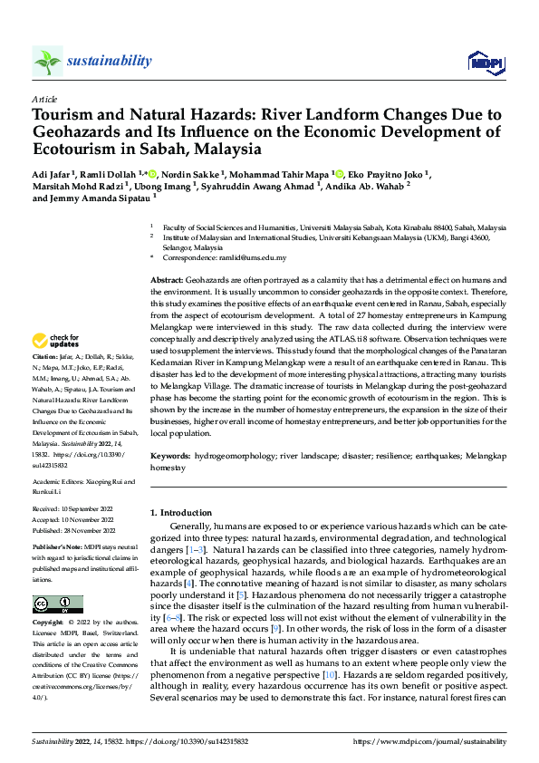 (PDF) Tourism and Natural Hazards: River Landform Changes Due to ...