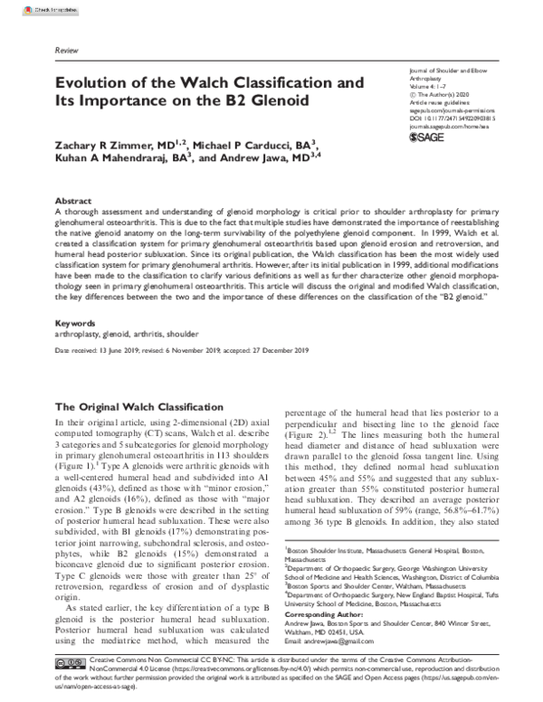 (PDF) Revisited: Walch Classification of the Glenoid in Glenohumeral ...