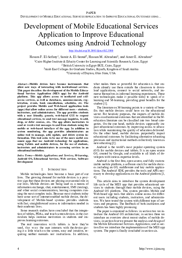 (PDF) Development of Mobile Educational Services Application to Improve Educational Outcomes ...