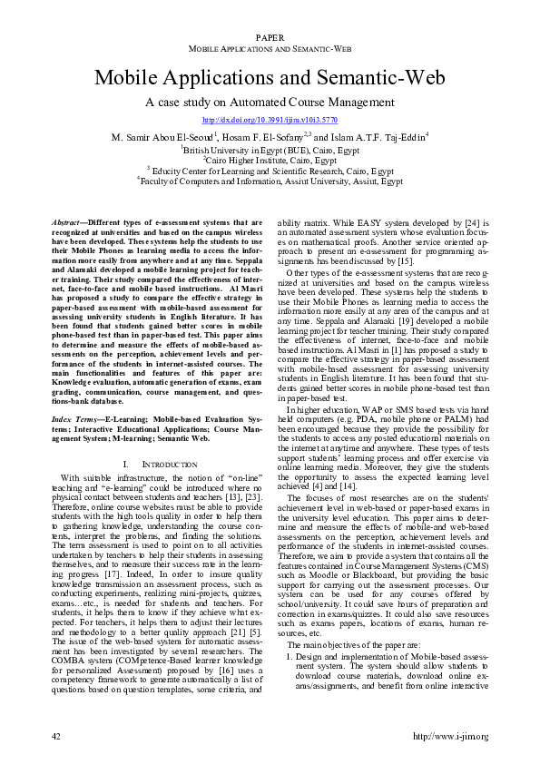 (PDF) Mobile Applications and Semantic-Web – A case study on Automated Course Management