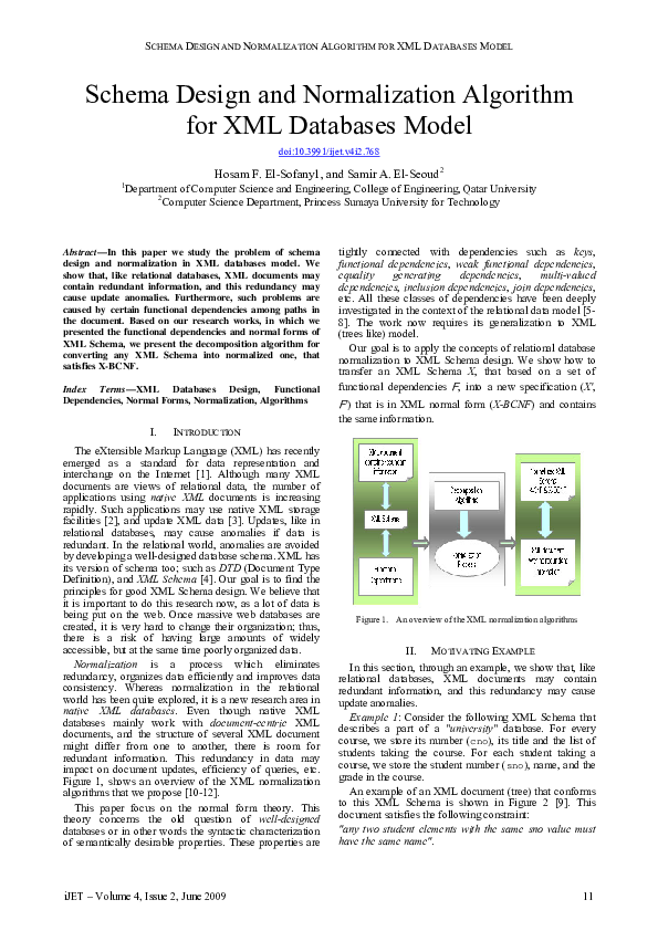 (PDF) Normalized XML Database Schema Design