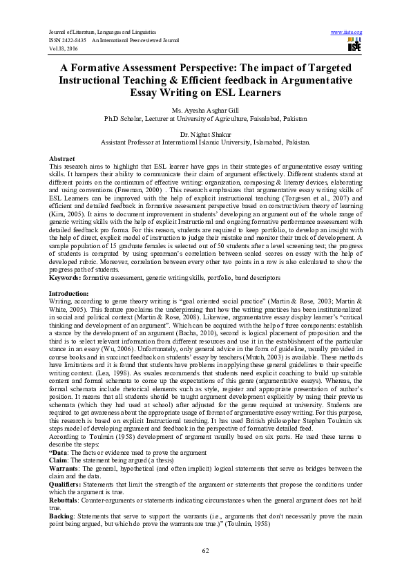 (PDF) A Formative Assessment Perspective: The impact of Targeted ...