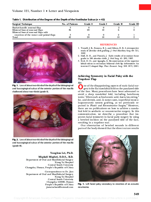 (PDF) Achieving Symmetry in Facial Palsy with the Trapdoor Flap