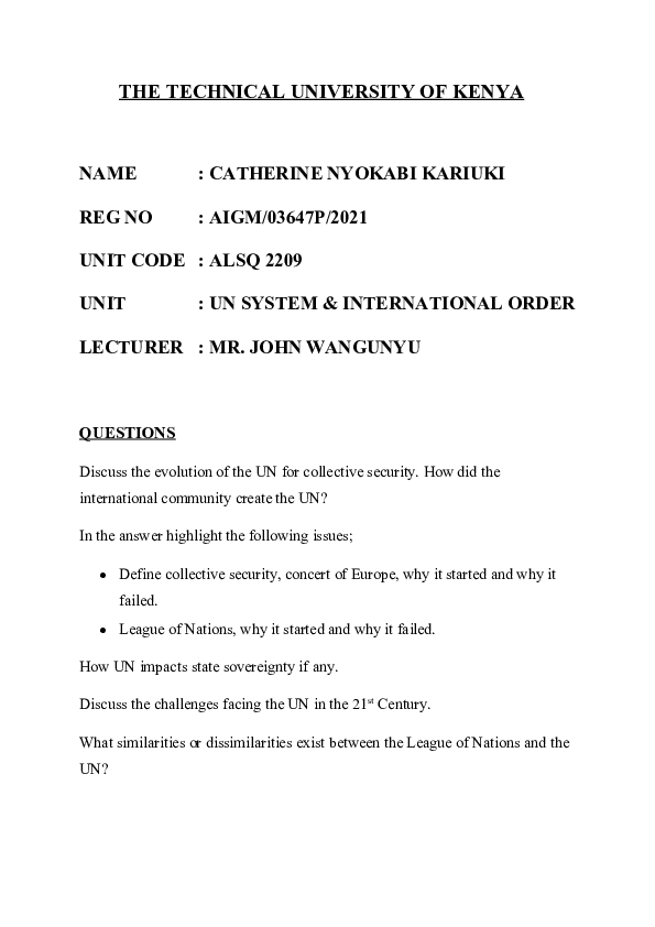 (DOC) THE TECHNICAL UNIVERSITY OF KENYA