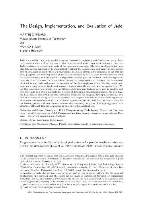 (PDF) The design, implementation, and evaluation of Jade | MS Lam - Academia.edu