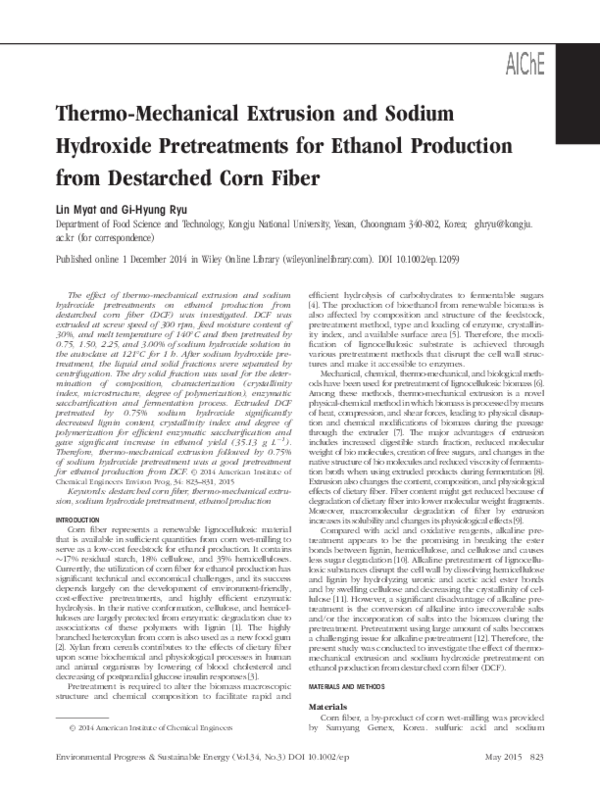 (PDF) Thermo-mechanical extrusion and sodium hydroxide pretreatments for ethanol production from ...