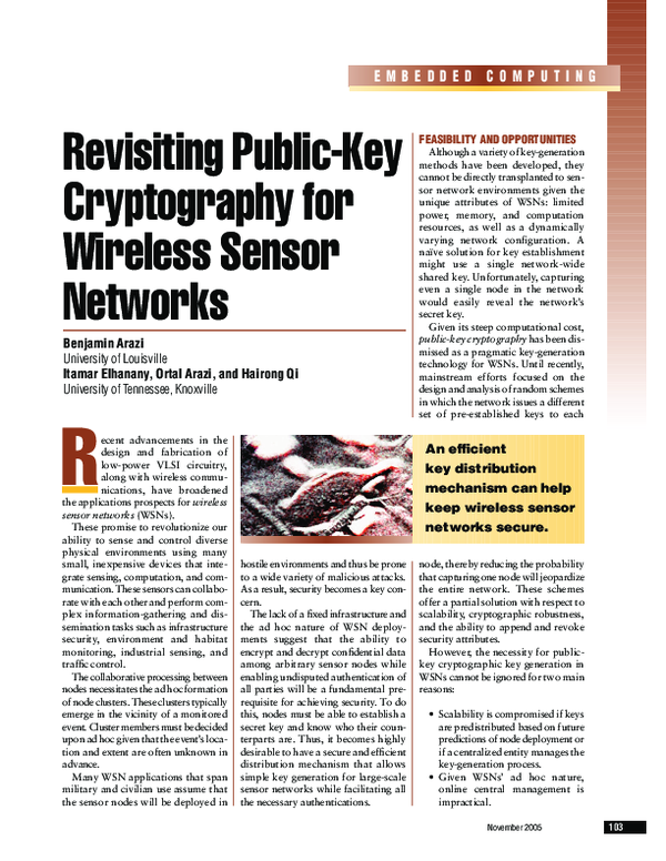 (PDF) Revisiting public-key cryptography for wireless sensor networks