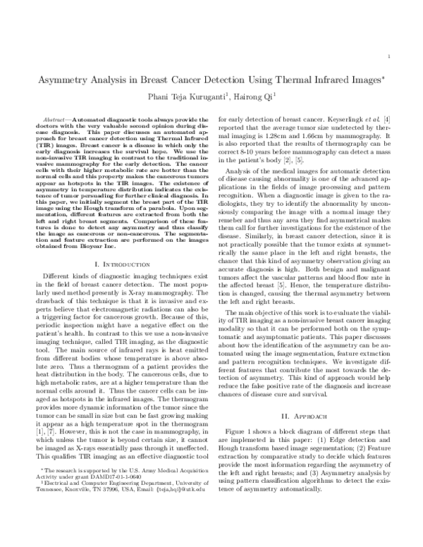 (PDF) Asymmetry analysis in breast cancer detection using thermal ...