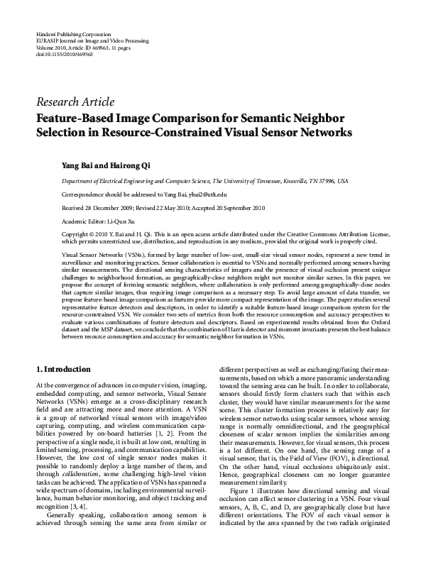 Pdf Feature Based Image Comparison For Semantic Neighbor Selection In Resource Constrained