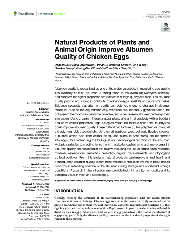 (PDF) Natural Products of Plants and Animal Origin Improve Albumen ...