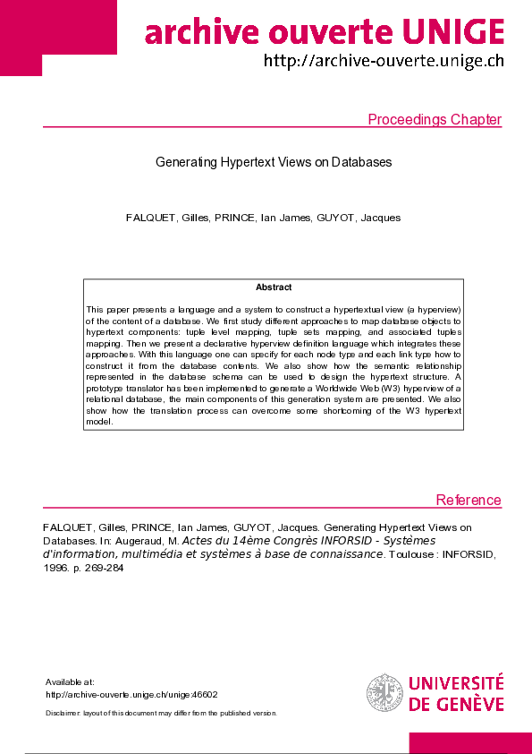 Pdf Generating Hypertext Views On Databases