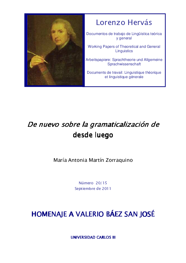 (PDF) De nuevo sobre la gramaticalización de desde luego