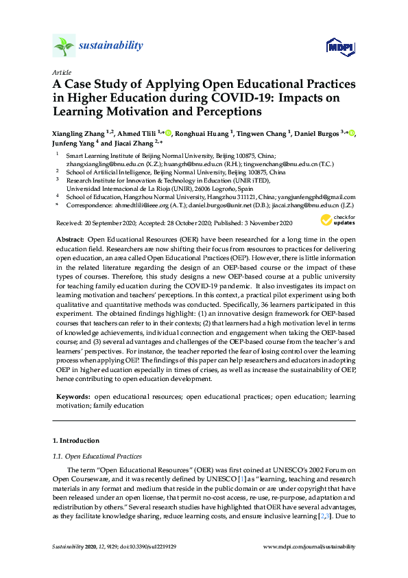 (PDF) A Case Study of Applying Open Educational Practices in Higher ...