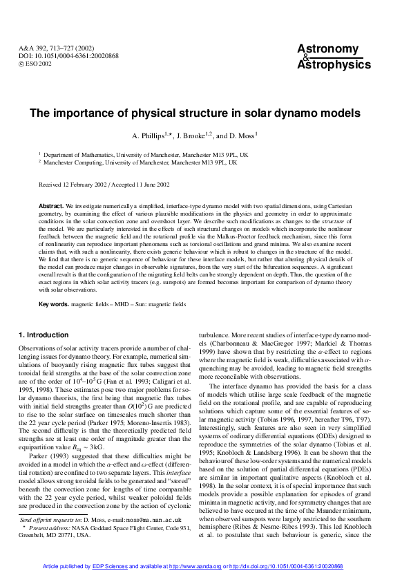 (PDF) The importance of physical structure in solar dynamo models