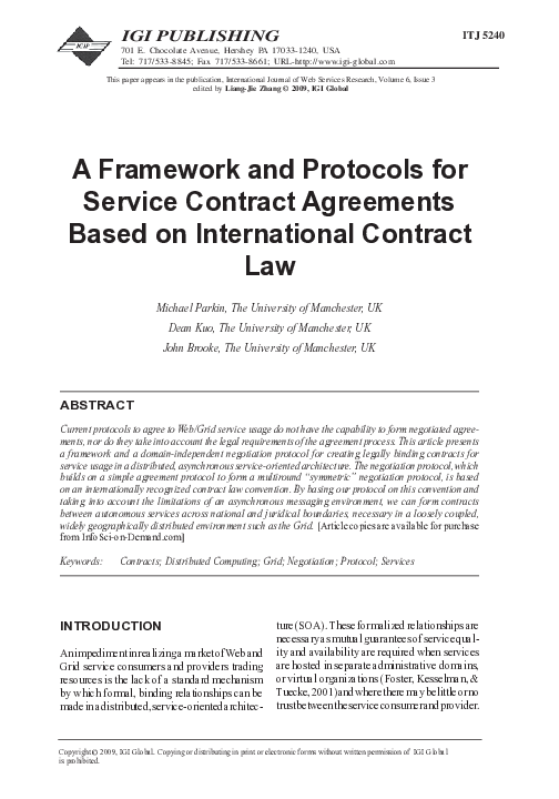 (PDF) A Framework and Protocols for Service Contract Agreements Based ...