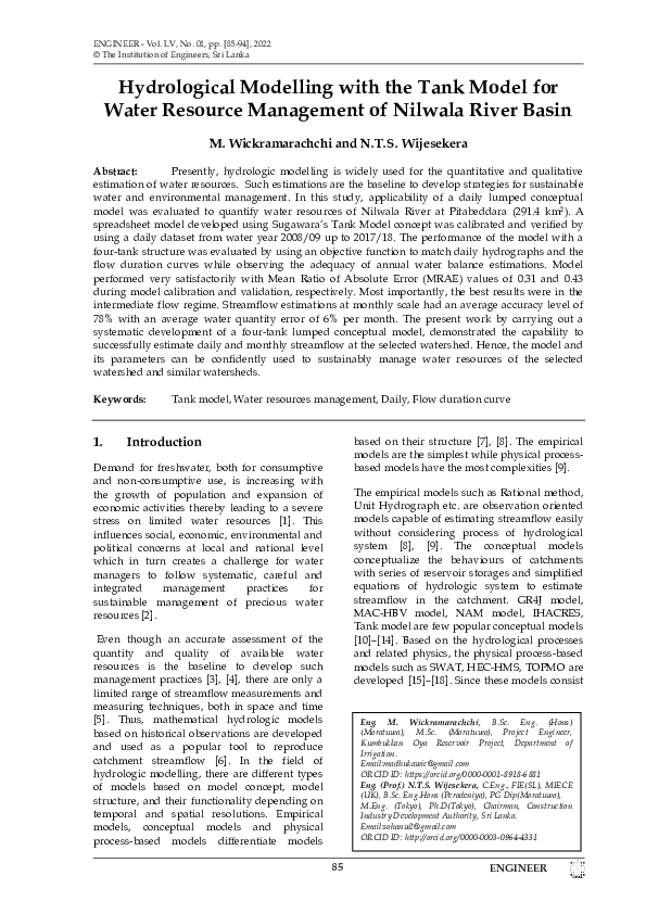 (PDF) Hydrological Modelling with the Tank Model for Water Resource ...