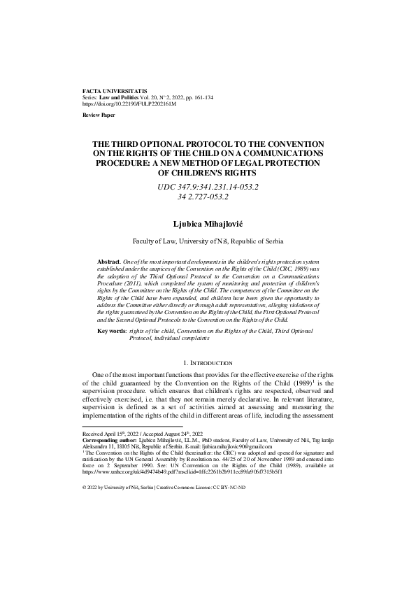 (PDF) THE THIRD OPTIONAL PROTOCOL TO THE CONVENTION ON THE RIGHTS OF ...