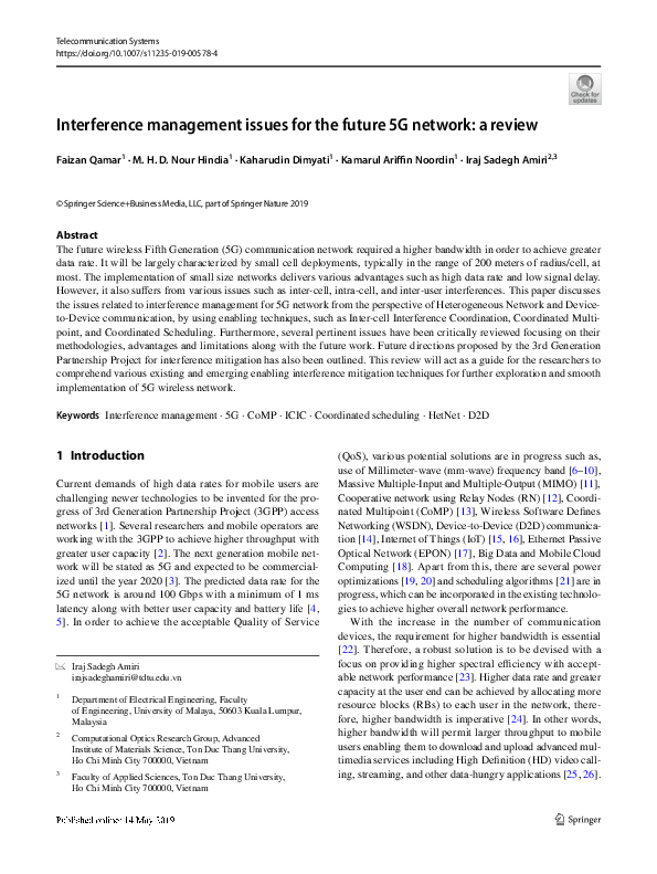 (PDF) Interference management issues for the future 5G network: a review