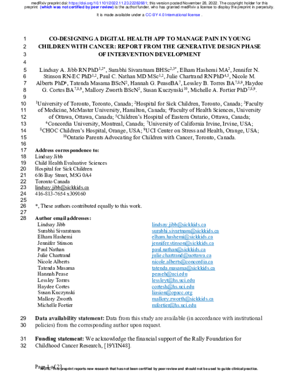 (PDF) Co-designing a digital health app to manage pain in young ...