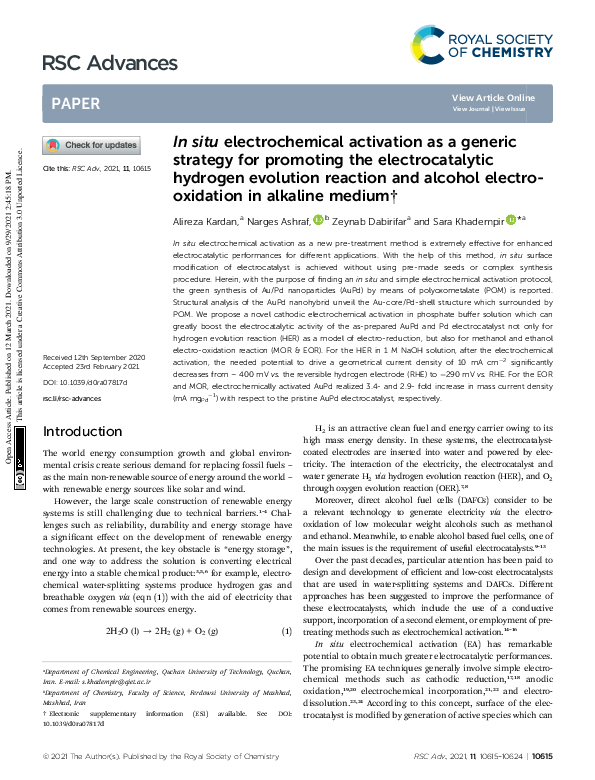 (PDF) In situ electrochemical activation as a generic strategy for ...